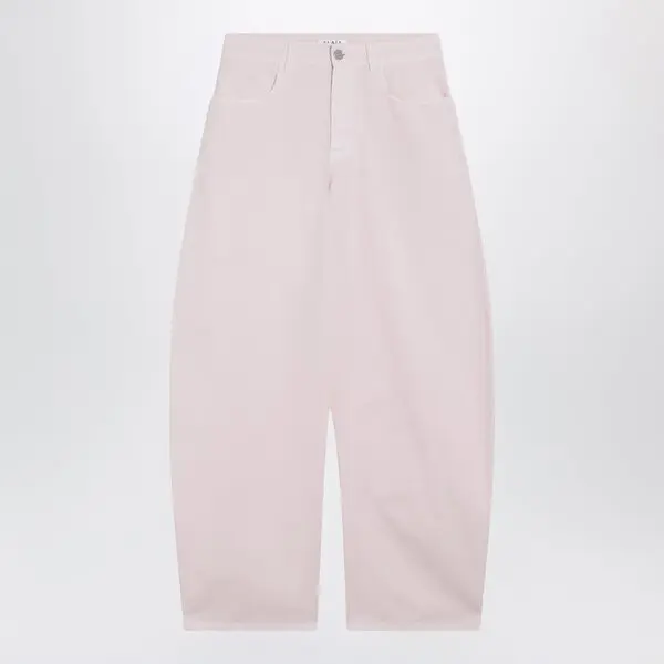 Alaïa Rounded High-rise Cotton Denim Jeans In Pale Rose - Pink