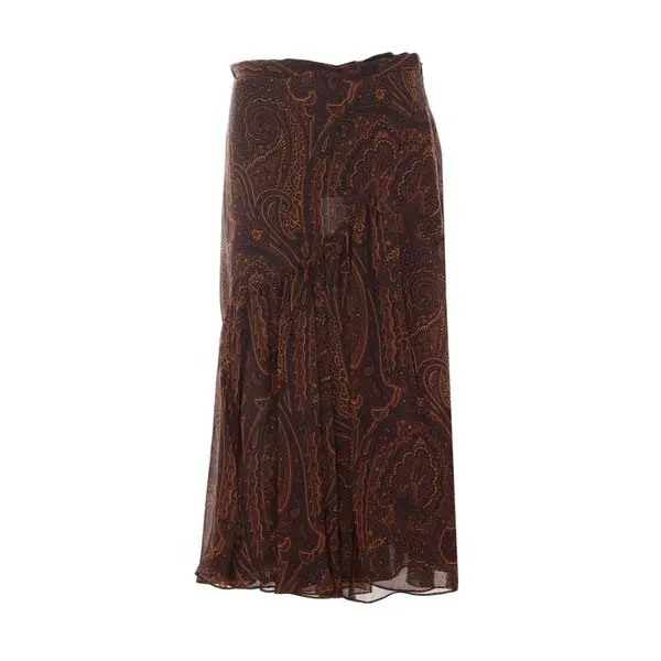 Etro Silk Paisley Print Skirt - Brown