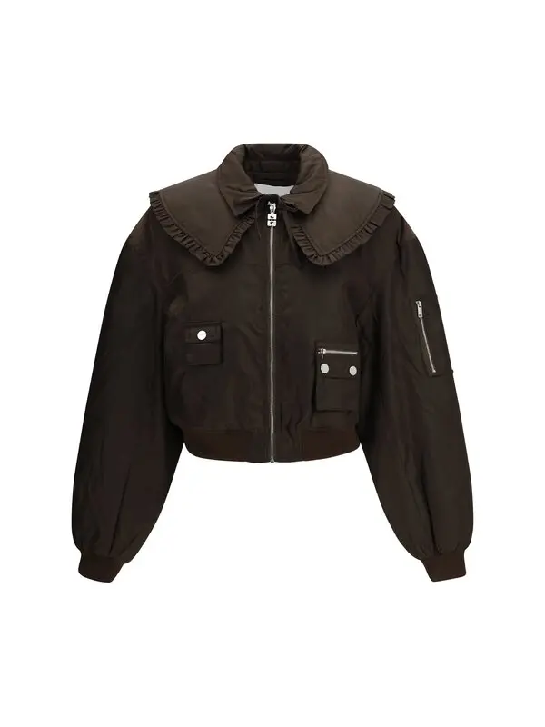 GANNI Recycled Nylon Bomber Jacket - Green
