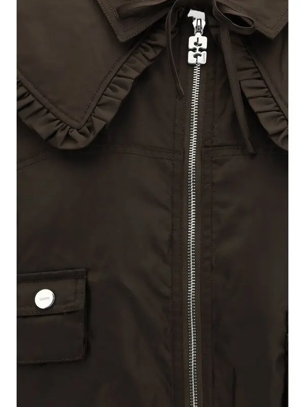 GANNI Recycled Nylon Bomber Jacket - Green