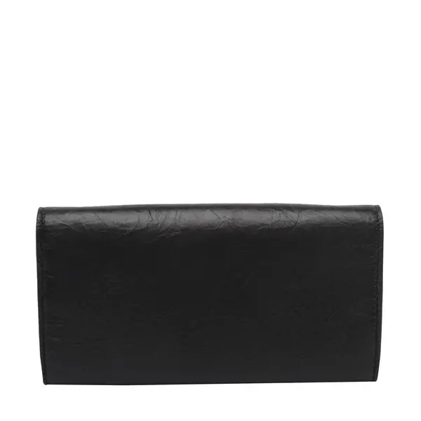 Fendi Continental Wallet On Chain Tube With Ff Baguette Logo - Black