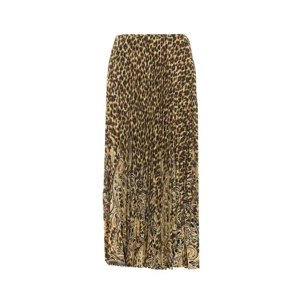 Etro Leopard Pleated Skirt