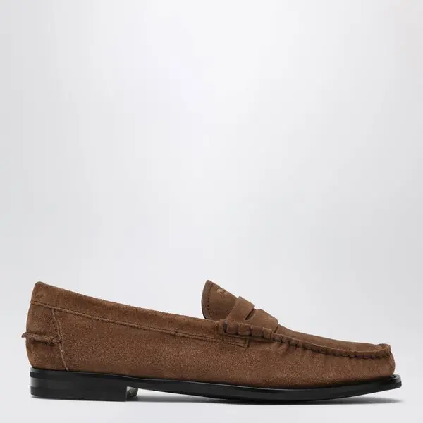 Prada Cacao Aged-effect Suede Loafers