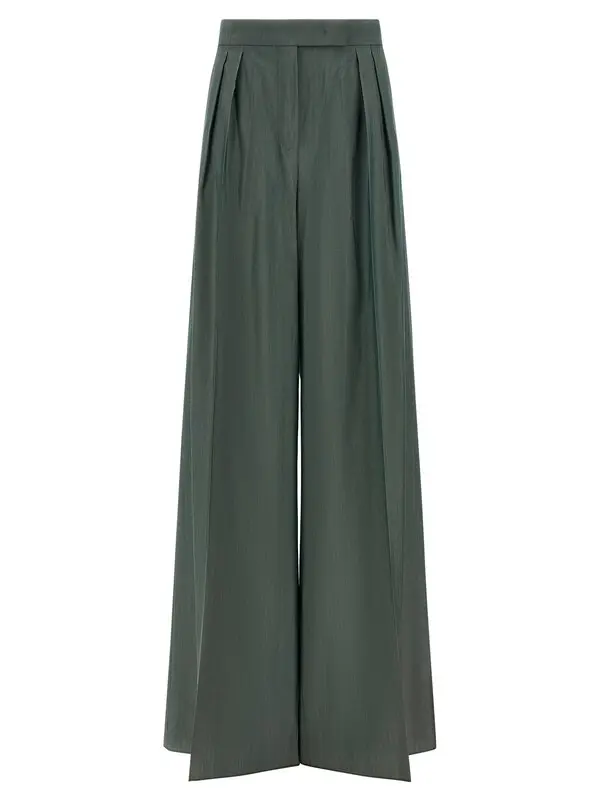 Max Mara Tailored Wool Silk Trousers - Green