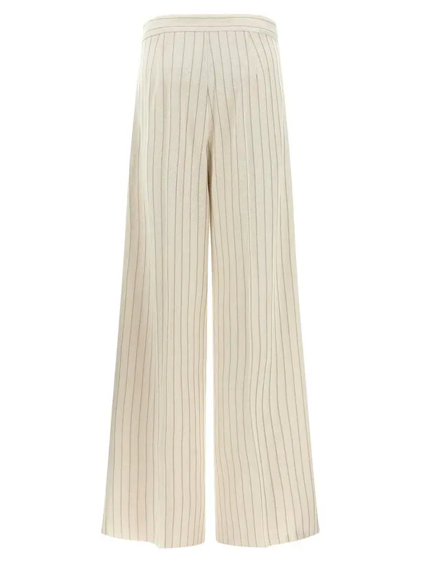 Max Mara Pinstripe Piqué Cotton Jersey Trousers - White