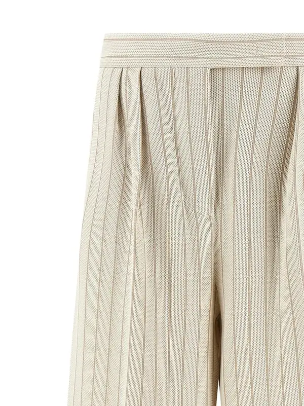 Max Mara Pinstripe Piqué Cotton Jersey Trousers - White