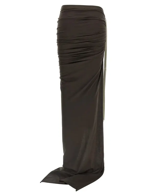 Rick Owens Moncler + Adjustable Cotton Jersey Skirt - Brown
