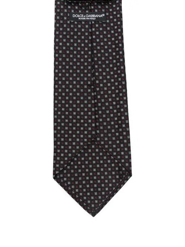 Dolce & Gabbana Geometric-pattern Silk Tie - Gray