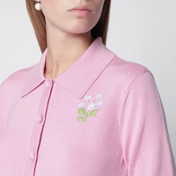SELF-PORTRAIT Wool Knit Cardigan - Pink