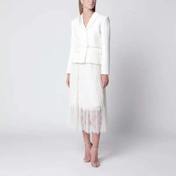 SELF-PORTRAIT Boucle Shawl-collar Midi Dress - Cream