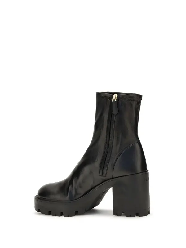 Prada Stretch Leather Platform Ankle Boots - Black