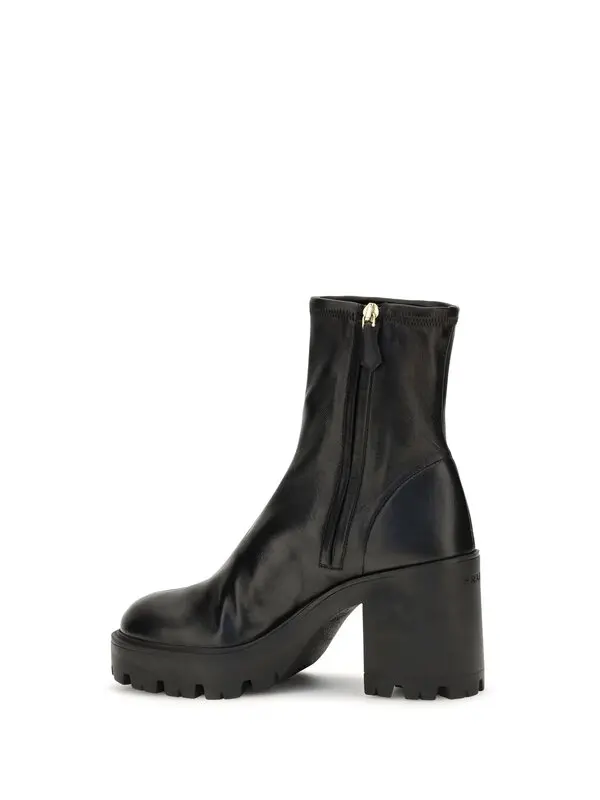 Prada Stretch Leather Platform Ankle Boots - Black
