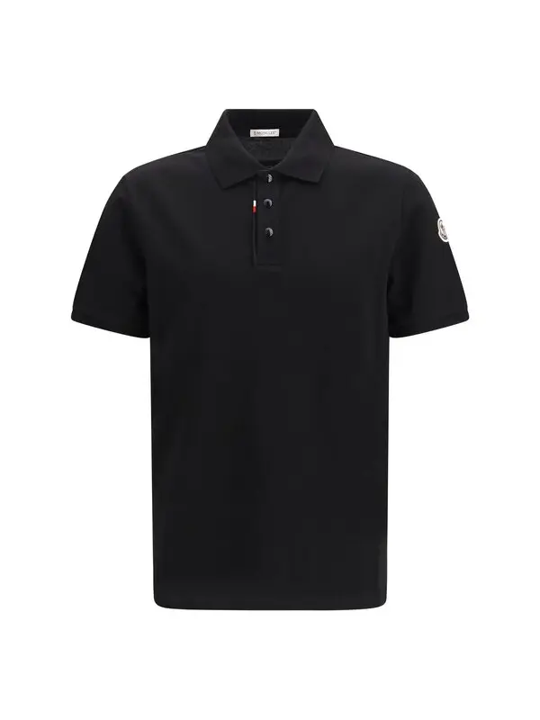 Moncler Cotton Piqué Polo Shirt With Logo - Black