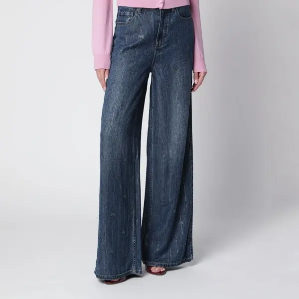 SELF-PORTRAIT Wide-leg Denim Jeans - Blue