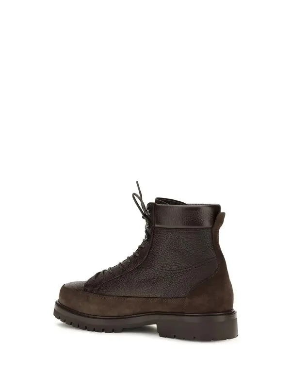Brunello Cucinelli Lace-up Deer Leather And Suede Ankle Boots