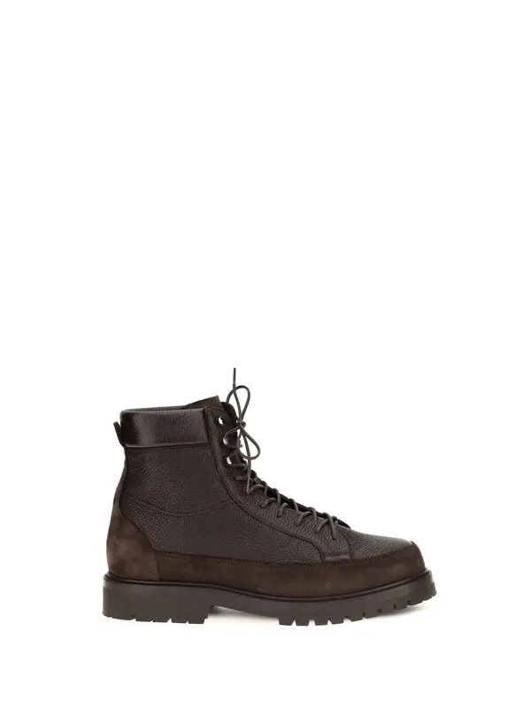 Brunello Cucinelli Lace-up Leather Ankle Boots - Brown