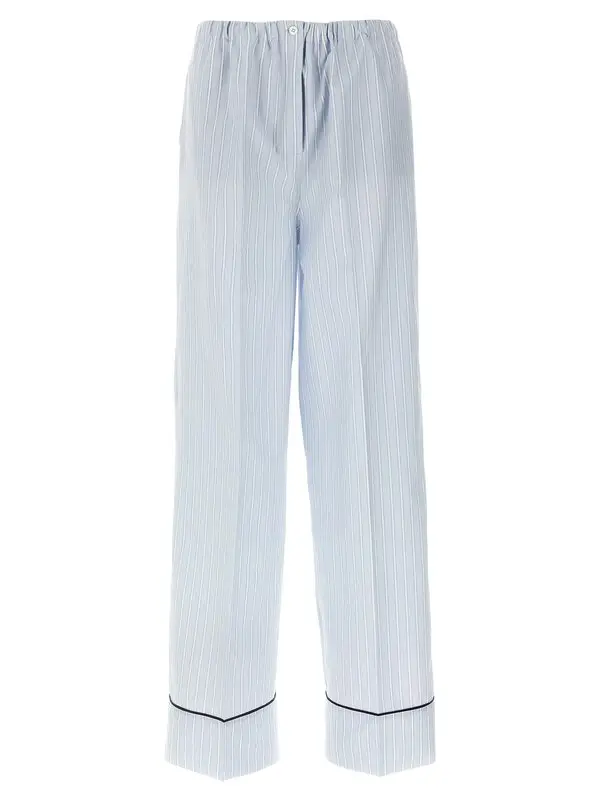 Prada Striped Straight Leg Pants - Blue
