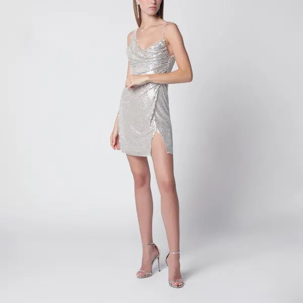 SELF-PORTRAIT Rhinestone Embellished Mini Dress - Cream
