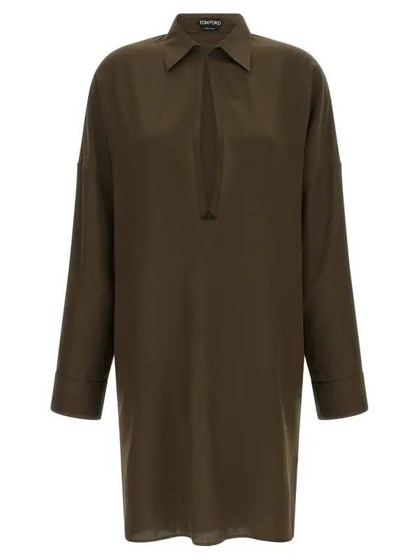 TOM FORD Silk Crêpe De Chine Tunic Dress - Green