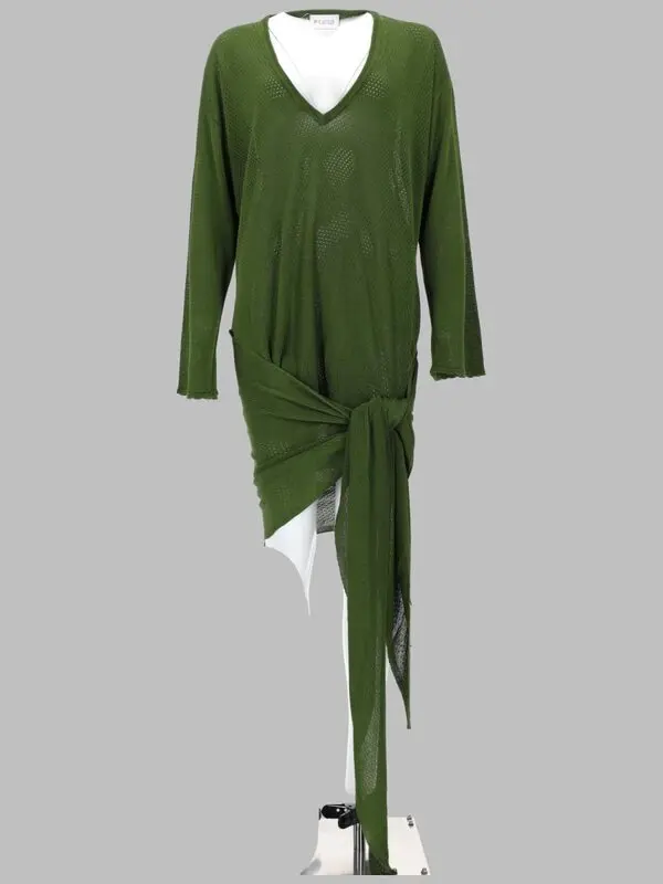 Attico Mini Abito Drappeggiato In Viscosa - Green
