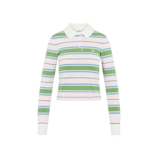 Celine Striped Cotton Polo Knit - Green