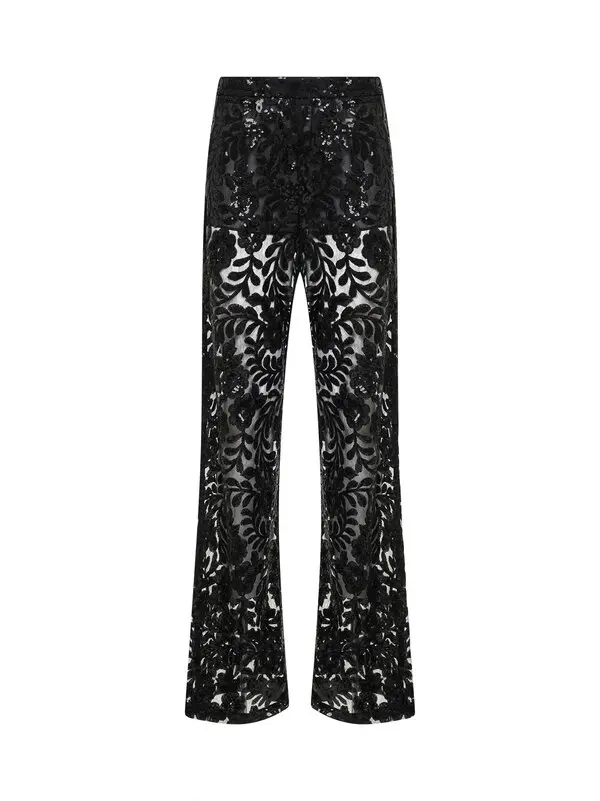 GOLDEN GOOSE Black Sequin-embroidered Tulle Journey Trousers - Multicolor