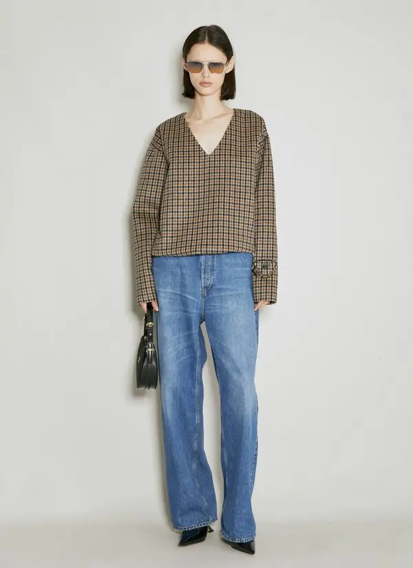 Prada Cashgora Check Top - Brown