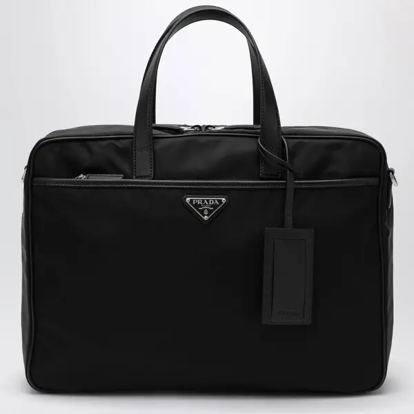 Prada Re-nylon And Saffiano Work Bag - Black