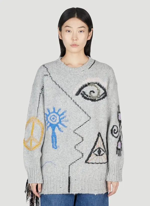 Stella McCartney Folklore Embroidery Sweater - Gray