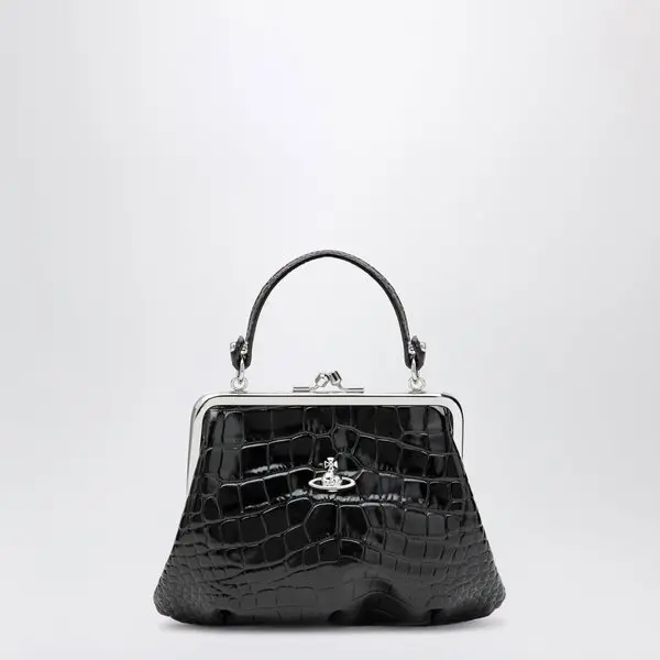 VIVIENNE WESTWOOD Granny Frame Purse In Croc-embossed Leather - Black