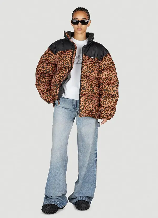 Vetements Leopard Print Puffer Jacket - Brown