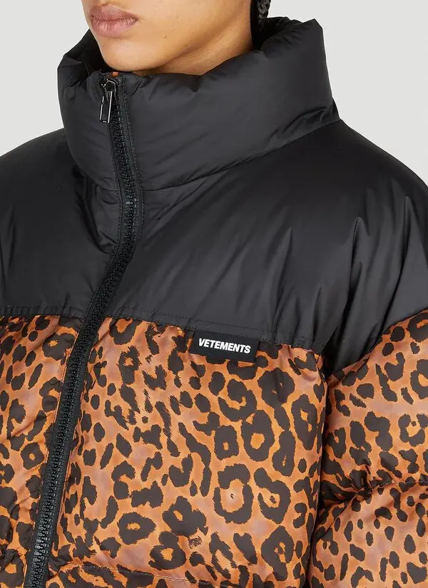 Vetements Leopard Print Puffer Jacket - Brown