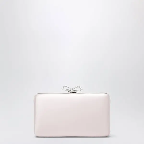 SELF-PORTRAIT Satin Clutch With Crystal Bow - Pink
