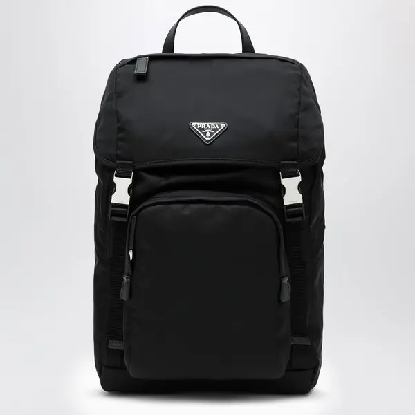 Prada Re-nylon Backpack With Snap Fastener - Black