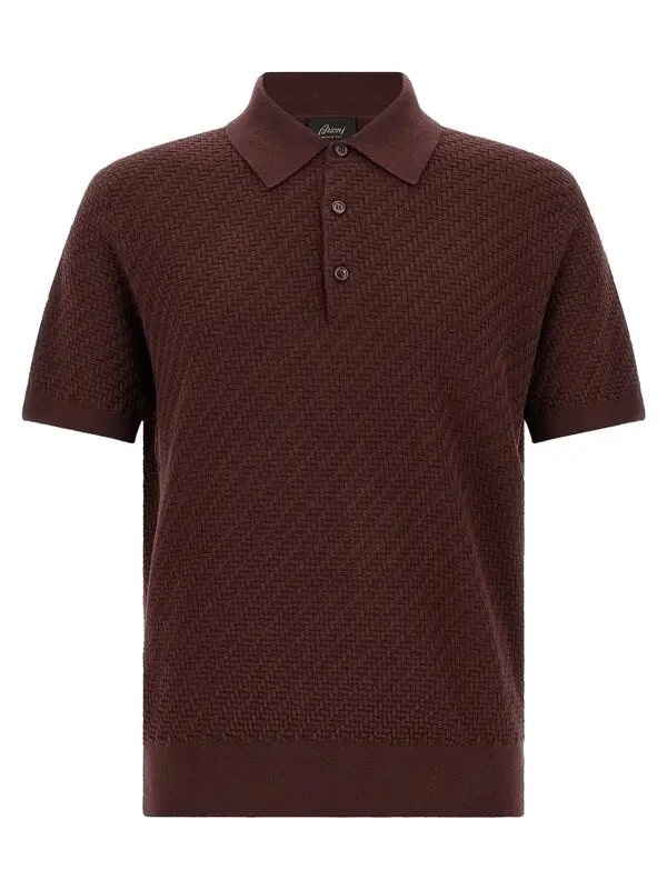 Brioni Trama' Weaving Polo - Purple
