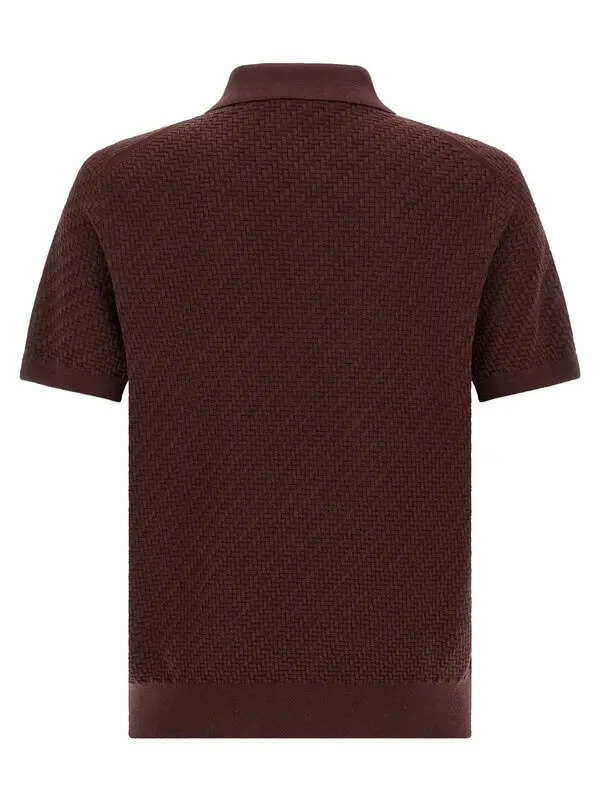 Brioni Trama' Weaving Polo - Purple