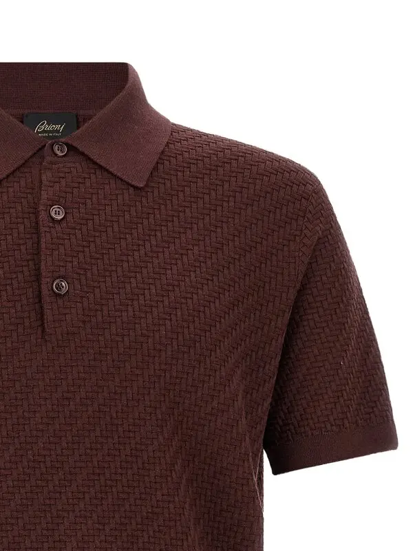 Brioni Trama' Weaving Polo - Purple