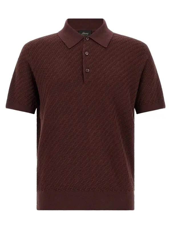 Brioni Trama' Weaving Polo - Purple