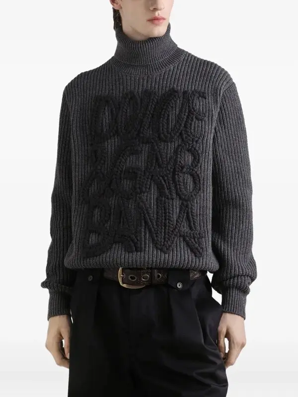 Dolce & Gabbana Wool Logo Turtleneck Sweater