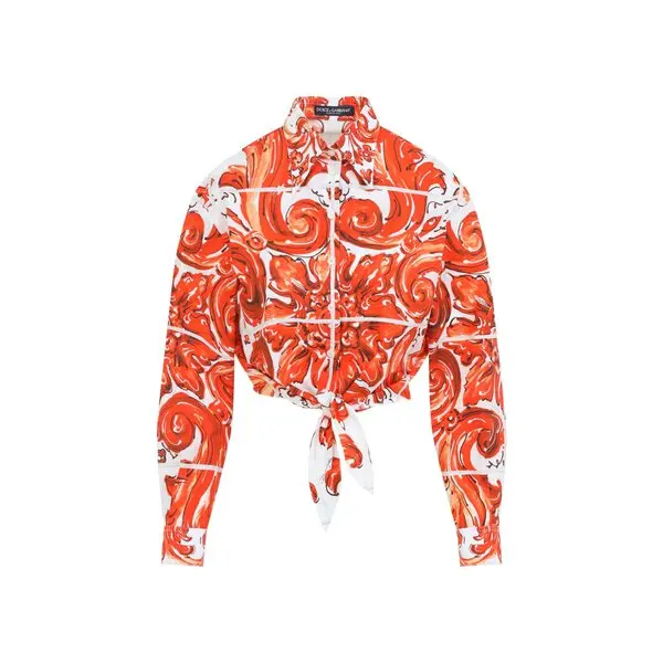 Dolce & Gabbana Maiolica Print Poplin Shirt - Multicolor