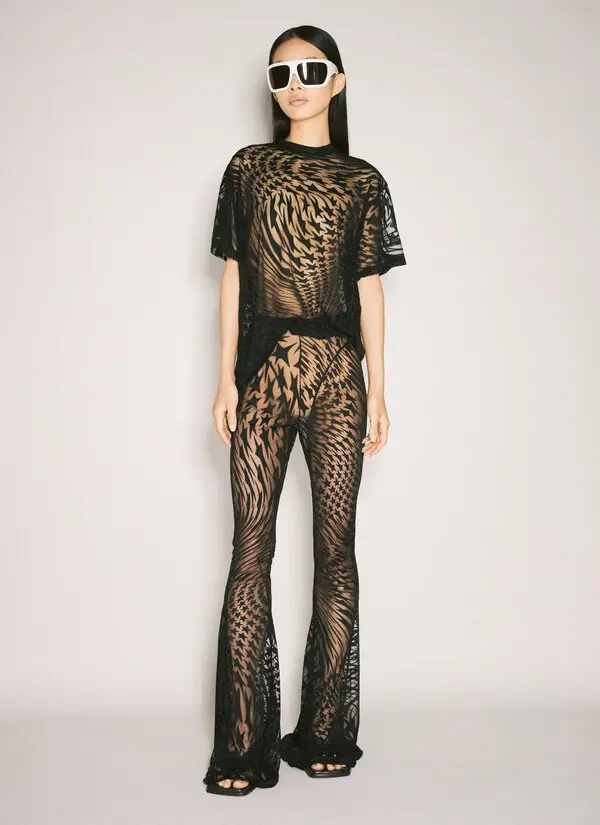 MUGLER Sheer Flocked Star T-shirt - Black