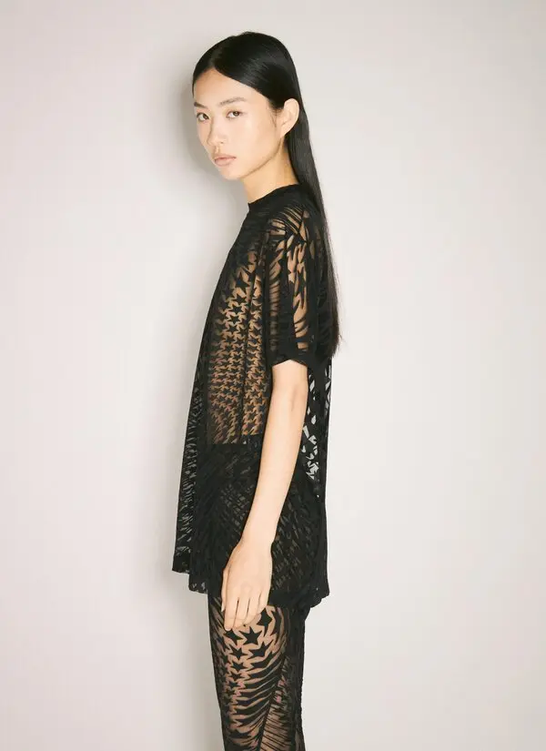 MUGLER Sheer Flocked Star T-shirt - Black
