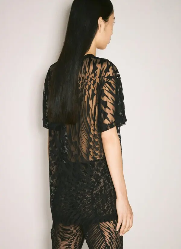 MUGLER Sheer Flocked Star T-shirt - Black