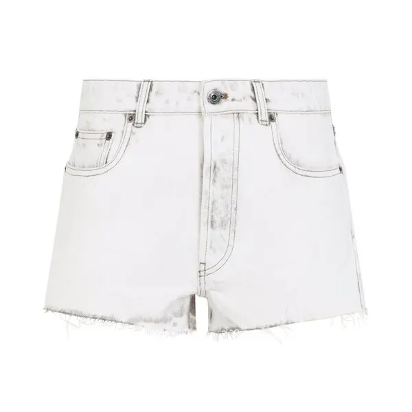 Miu Miu Bleached Cotton Denim Shorts - White