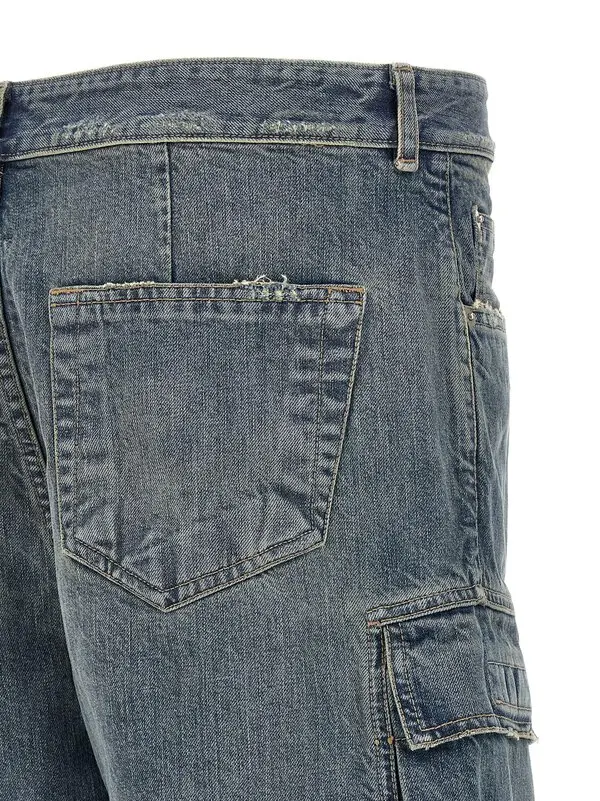 Rick Owens Drkdw Cotton Denim Cargo Jeans - Blue