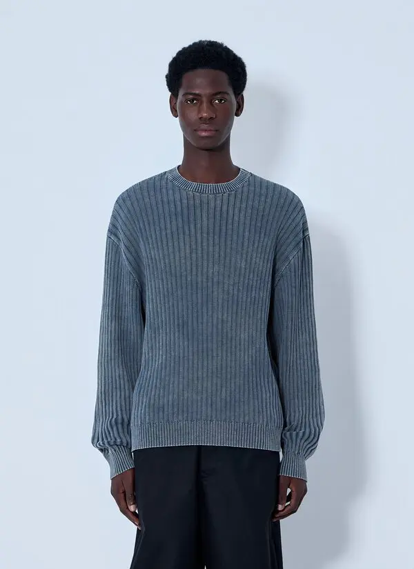 Balenciaga Ribbed Knit Sweater - Blue