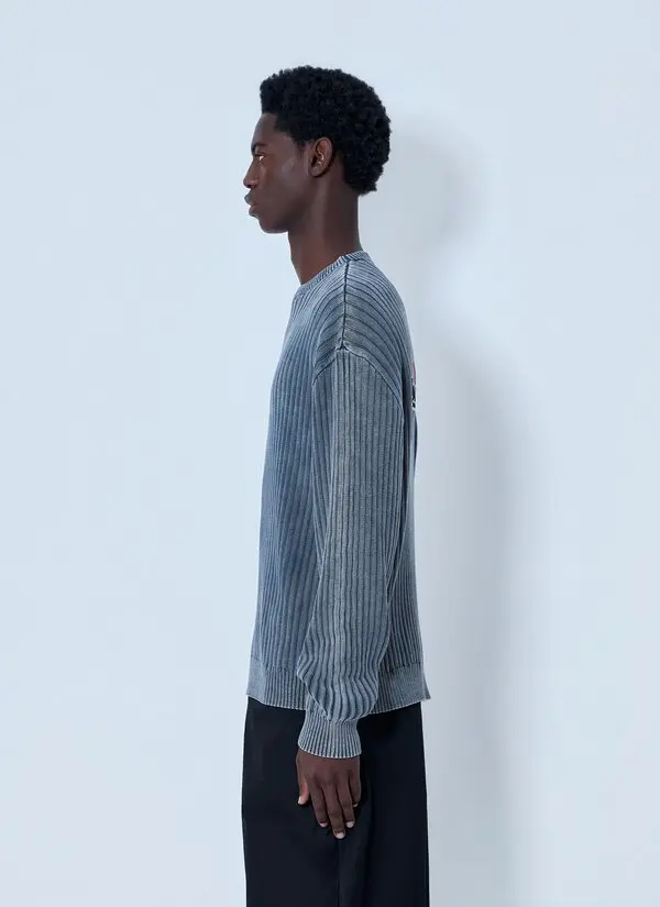 Balenciaga Ribbed Knit Sweater - Blue
