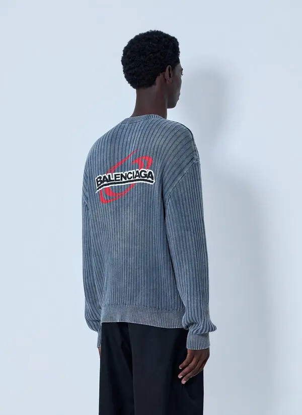 Balenciaga Ribbed Knit Sweater - Blue