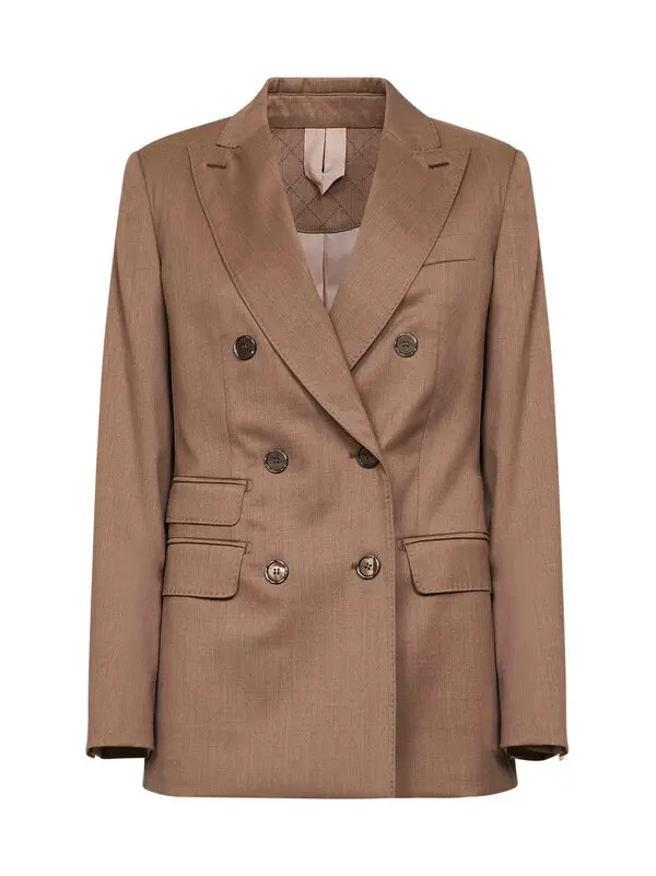 Max Mara Hazelnut Twill Mxmcupola Double-breasted Blazer - Multicolor