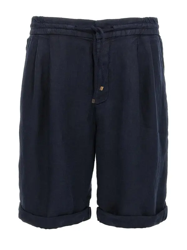 Brunello Cucinelli Linen Bermuda Shorts - Blue